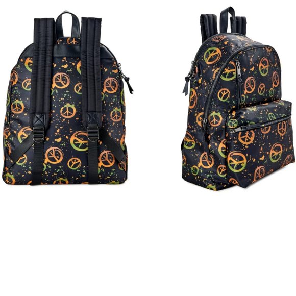 Bags | Large Peace Sign Backpack Dome Top Big Zippers Felt Lining Nwot ...
